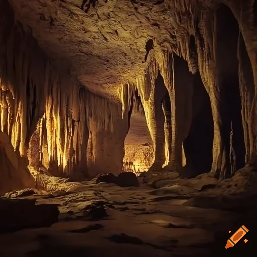 A mysterious underground cavern with stunning rock formations on Craiyon