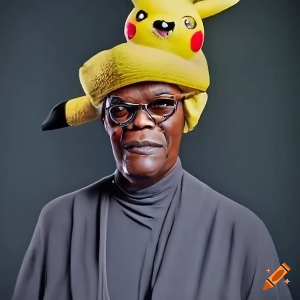 Samuel l. jackson cosplaying as a pikachu on Craiyon