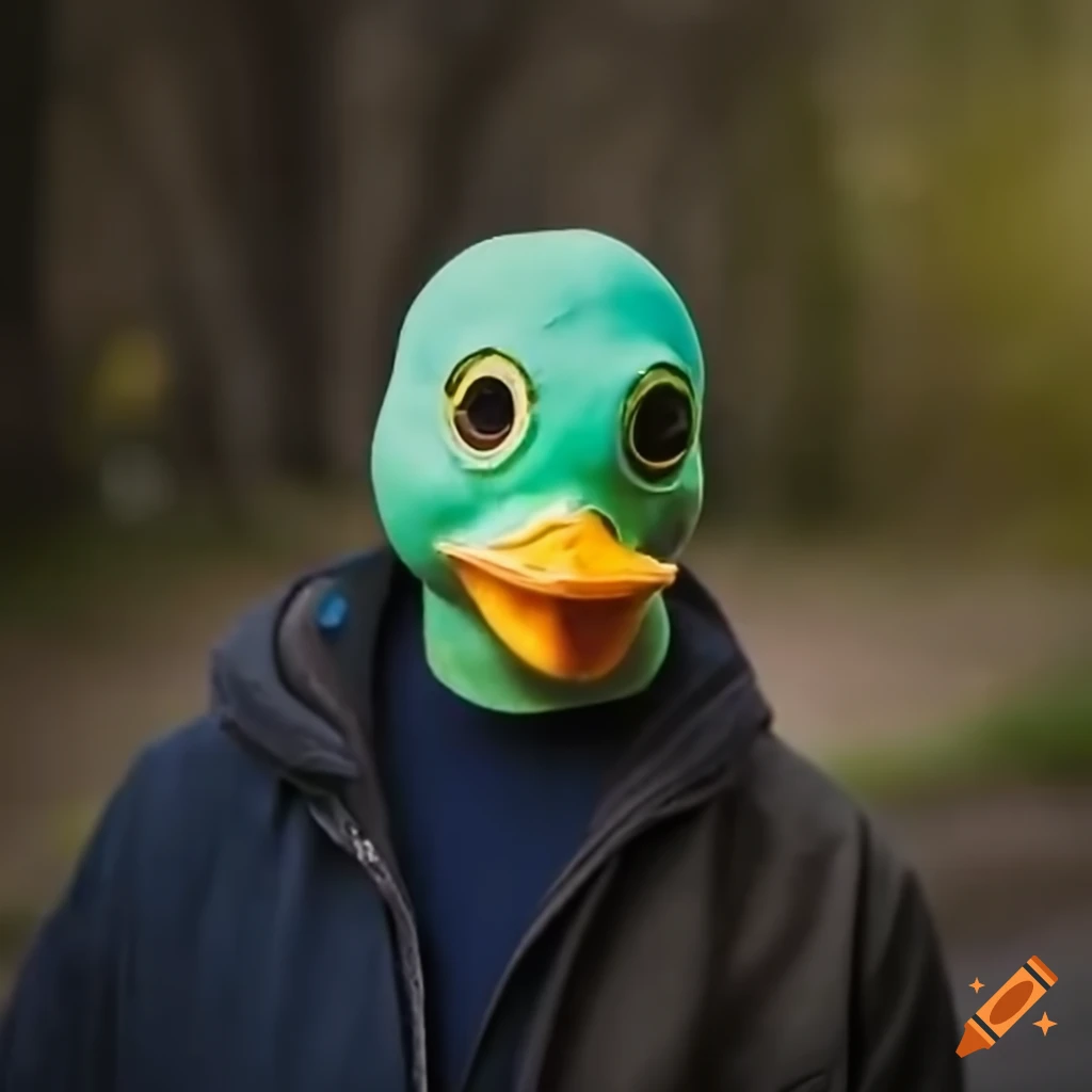 Man with cyan duck mask and yellow beak so confused on Craiyon