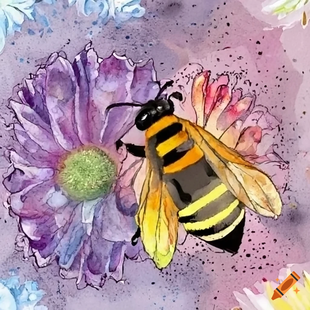 Bumble bee on a flower on Craiyon