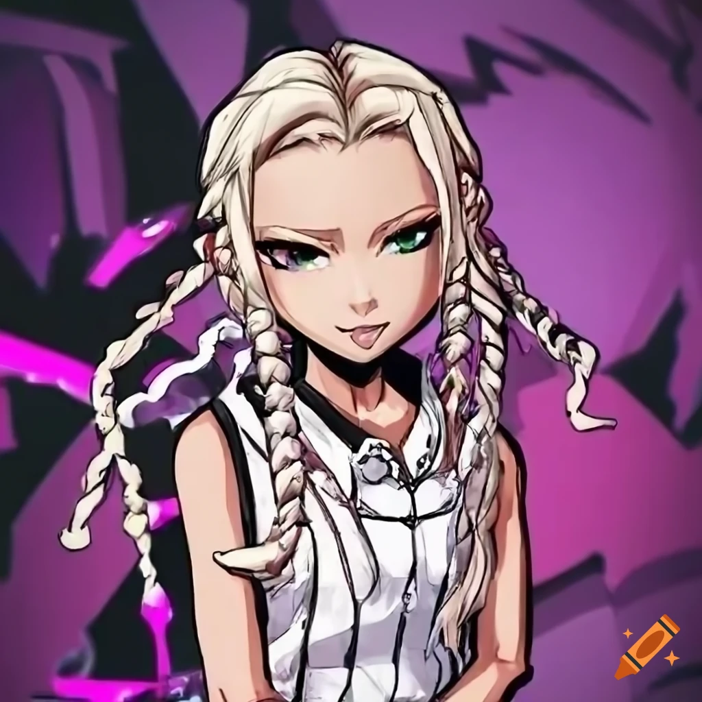 Twewy, the world ends with you blonde braids girl character portrait ...