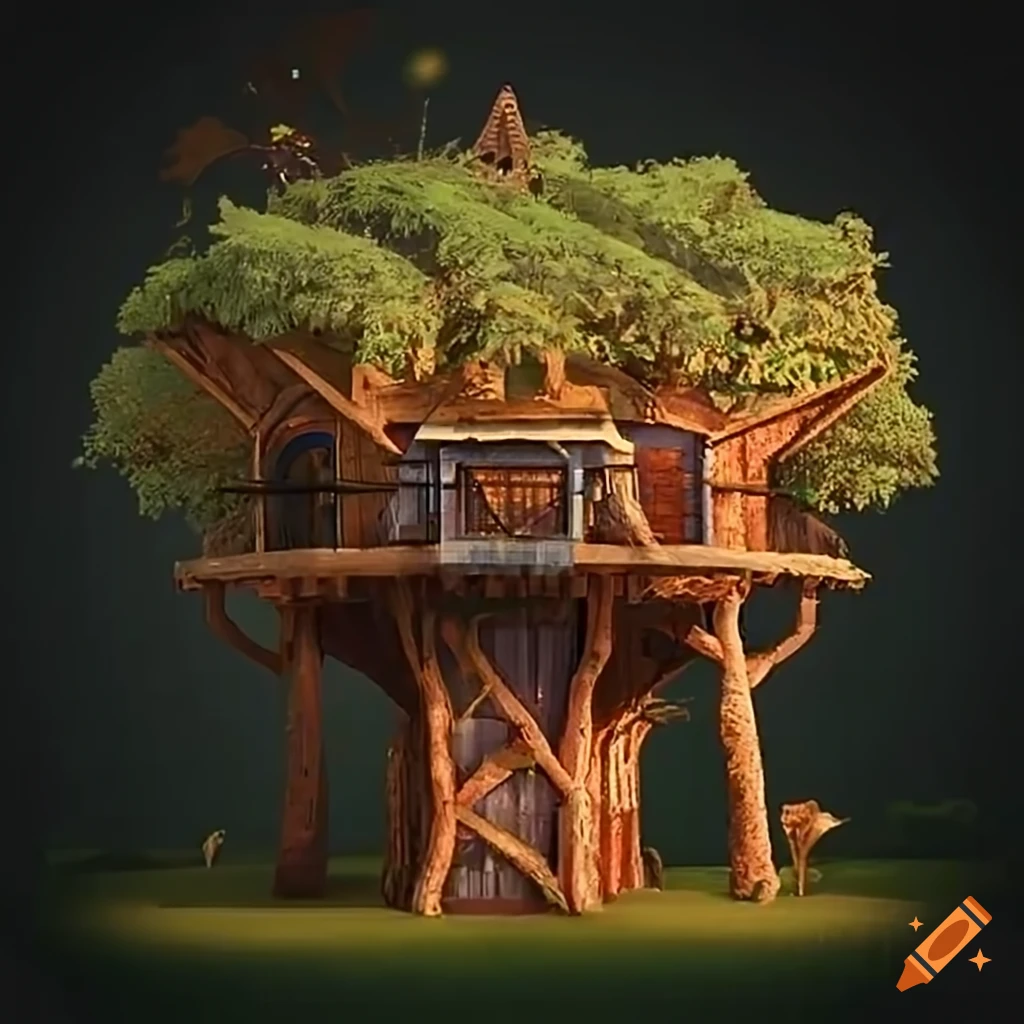 Perfect treehouse-building server on Craiyon