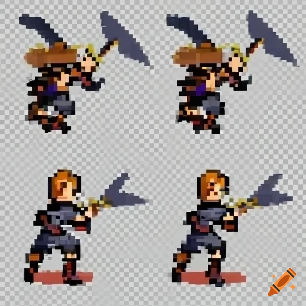 2d video game multi sprite sheet of swords on Craiyon