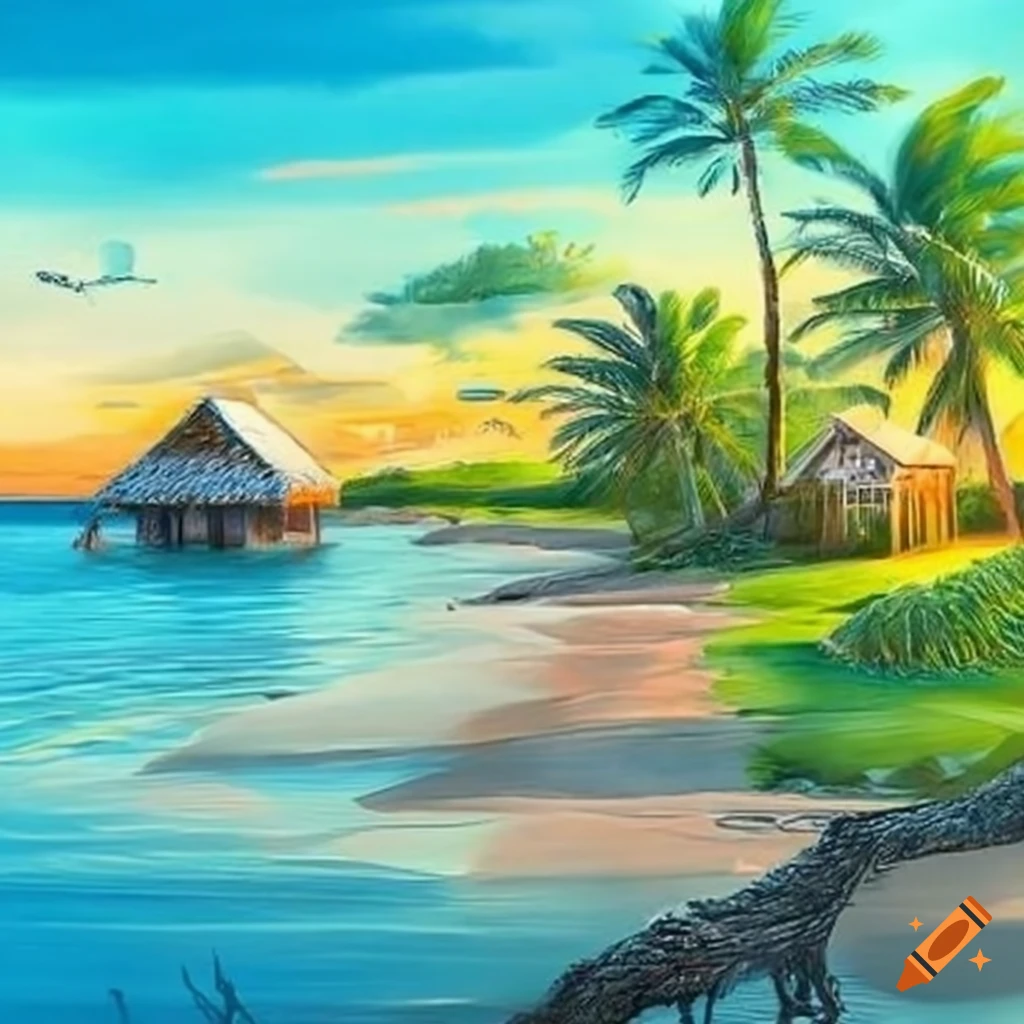 Traditional island getaways on Craiyon