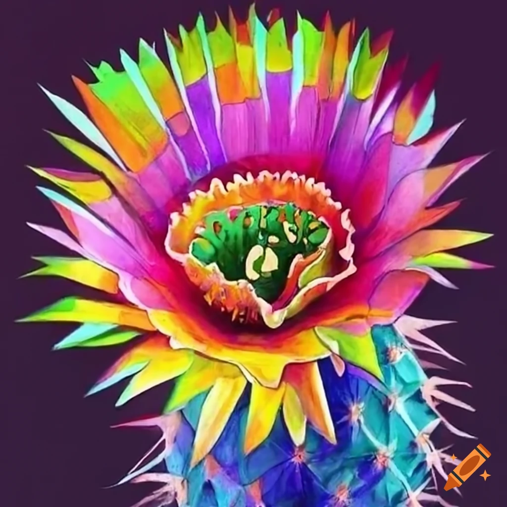 Bright picasso davinci cactus in outrageous colors