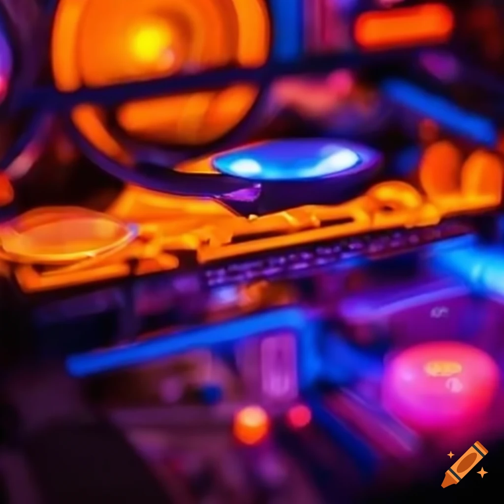 A powerful gaming orange computer from pcmod on Craiyon