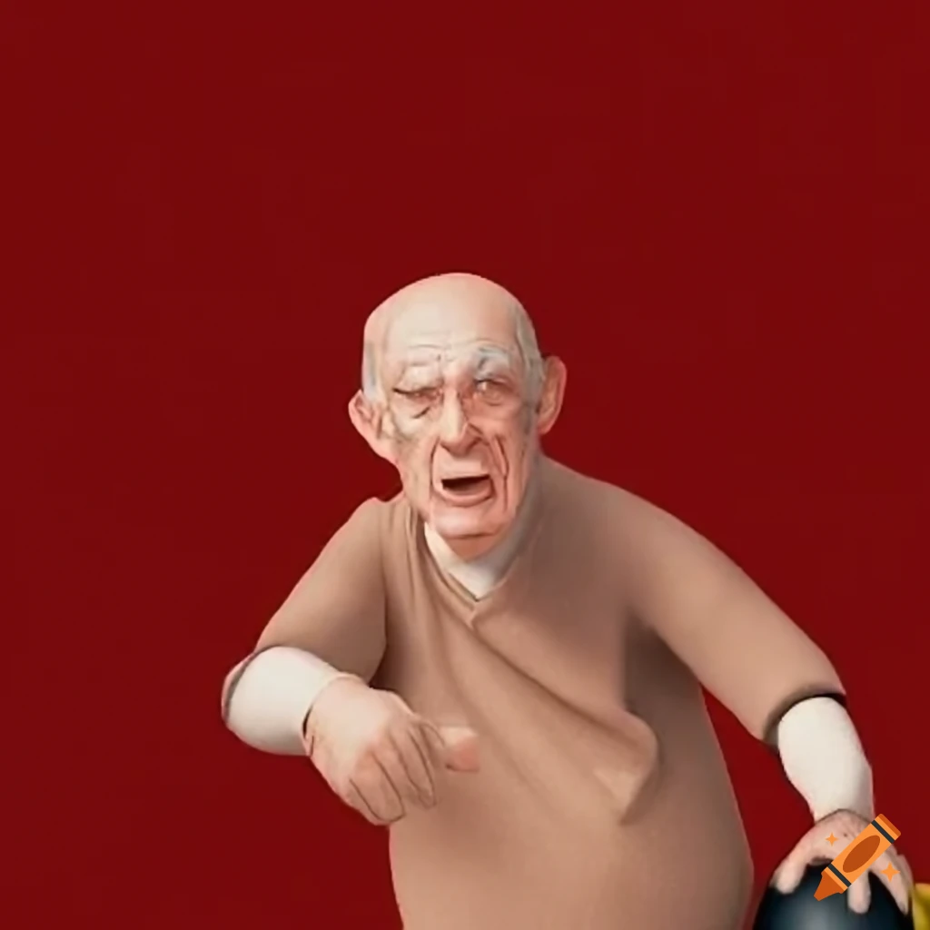 1990s CGI low quality bowling screen animation style render of an old ...