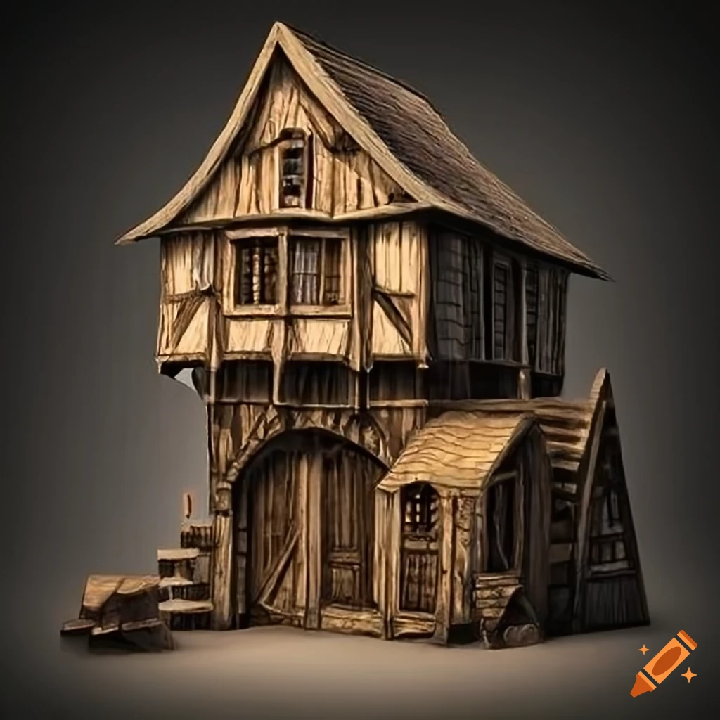Fantasy medieval timber-framed house