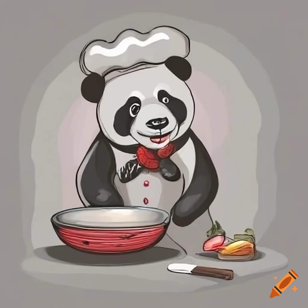 A skilled panda chef preparing a delicious meal on Craiyon