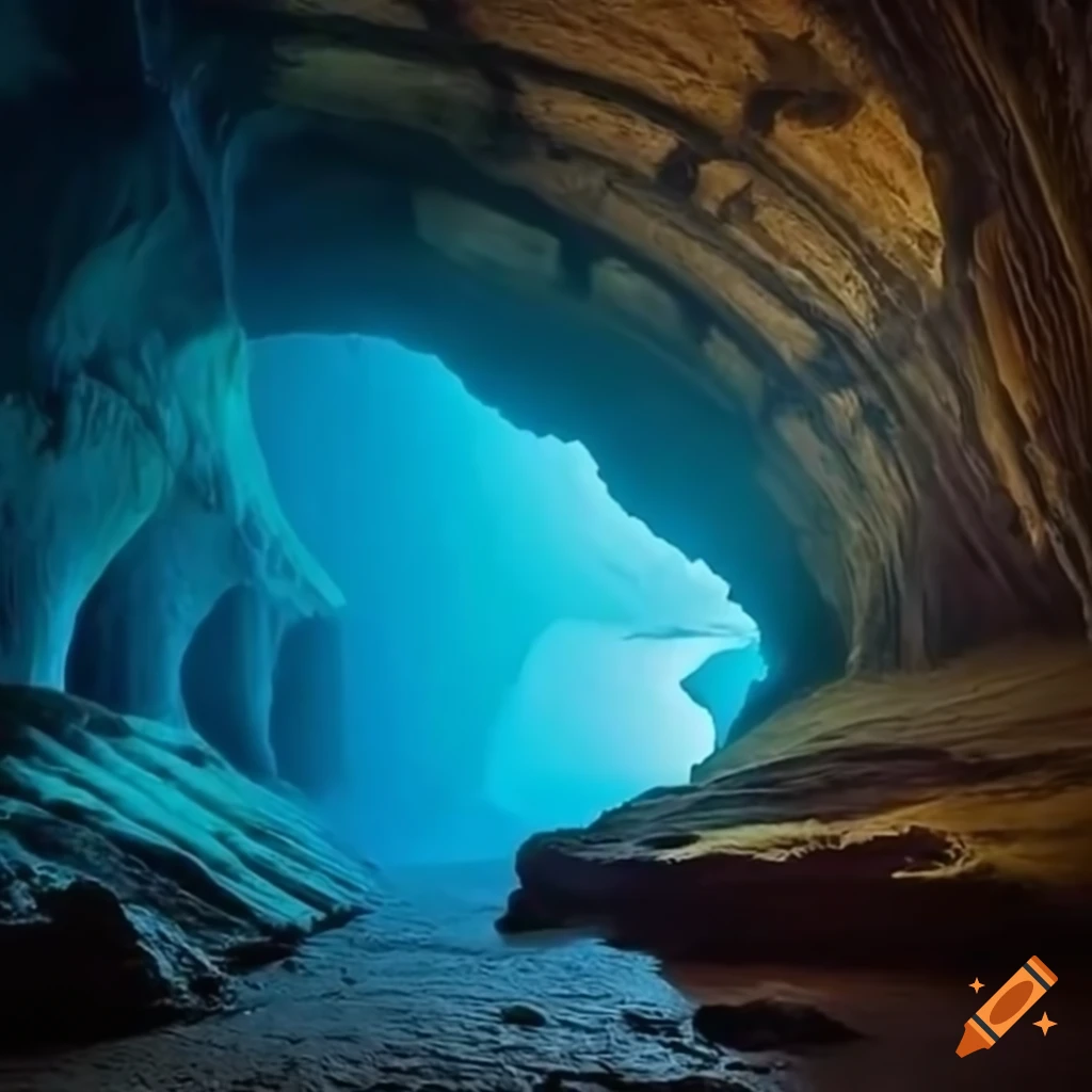 A mysterious underground cavern with stunning rock formations on Craiyon