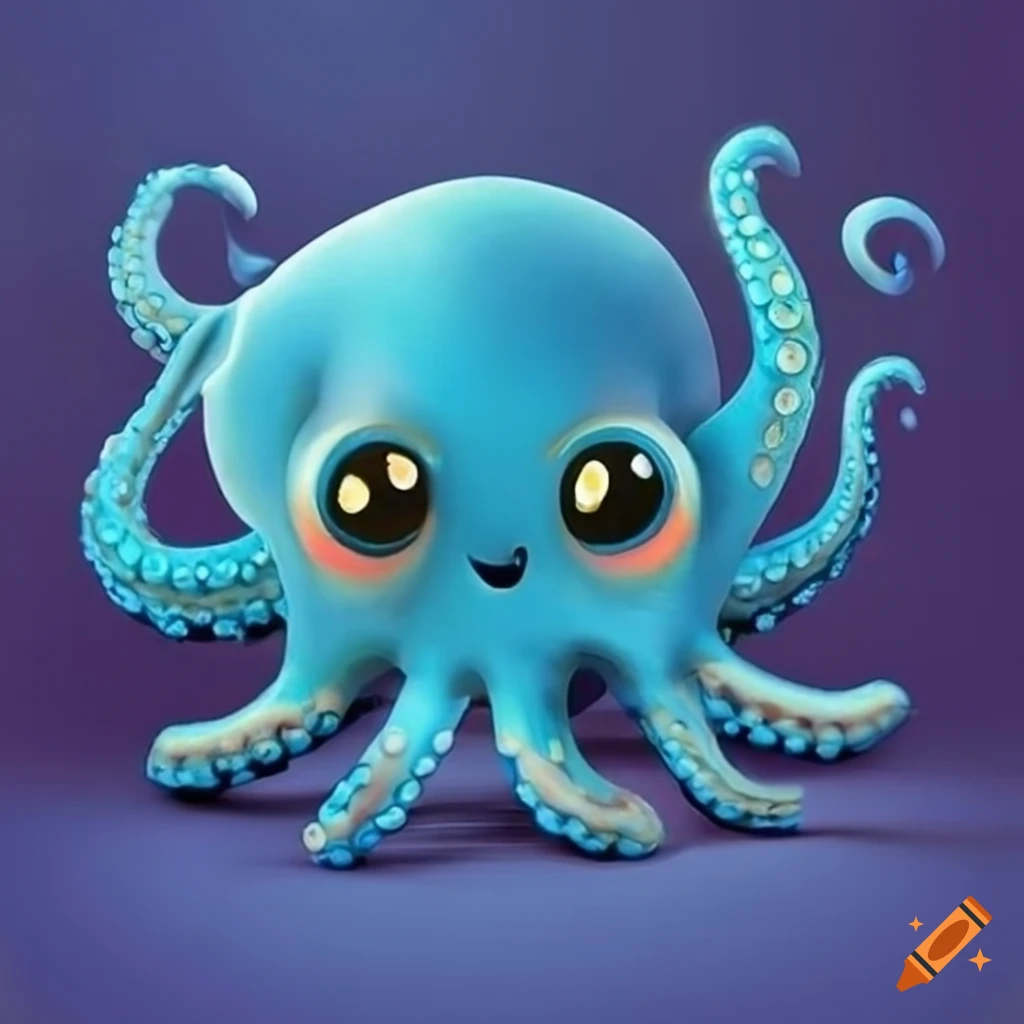 Blue demon cute octopus on Craiyon