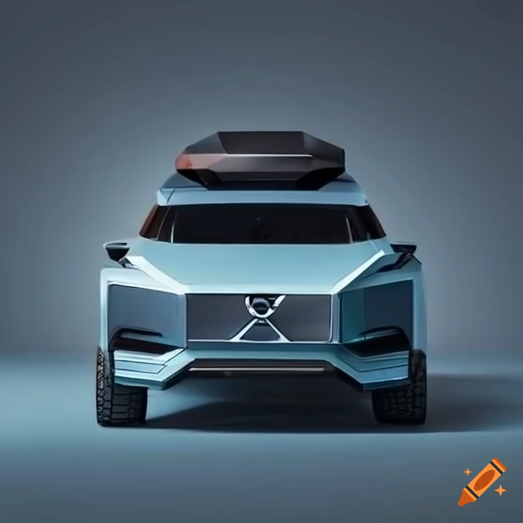 A futuristic hybrid vehicle combining elements of Volvo XC90 and Tesla ...