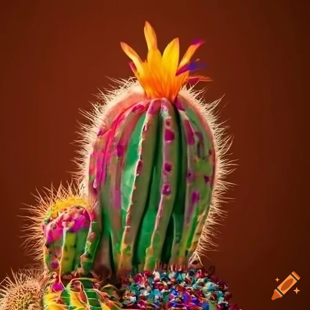 Bright picasso davinci cactus in outrageous colors
