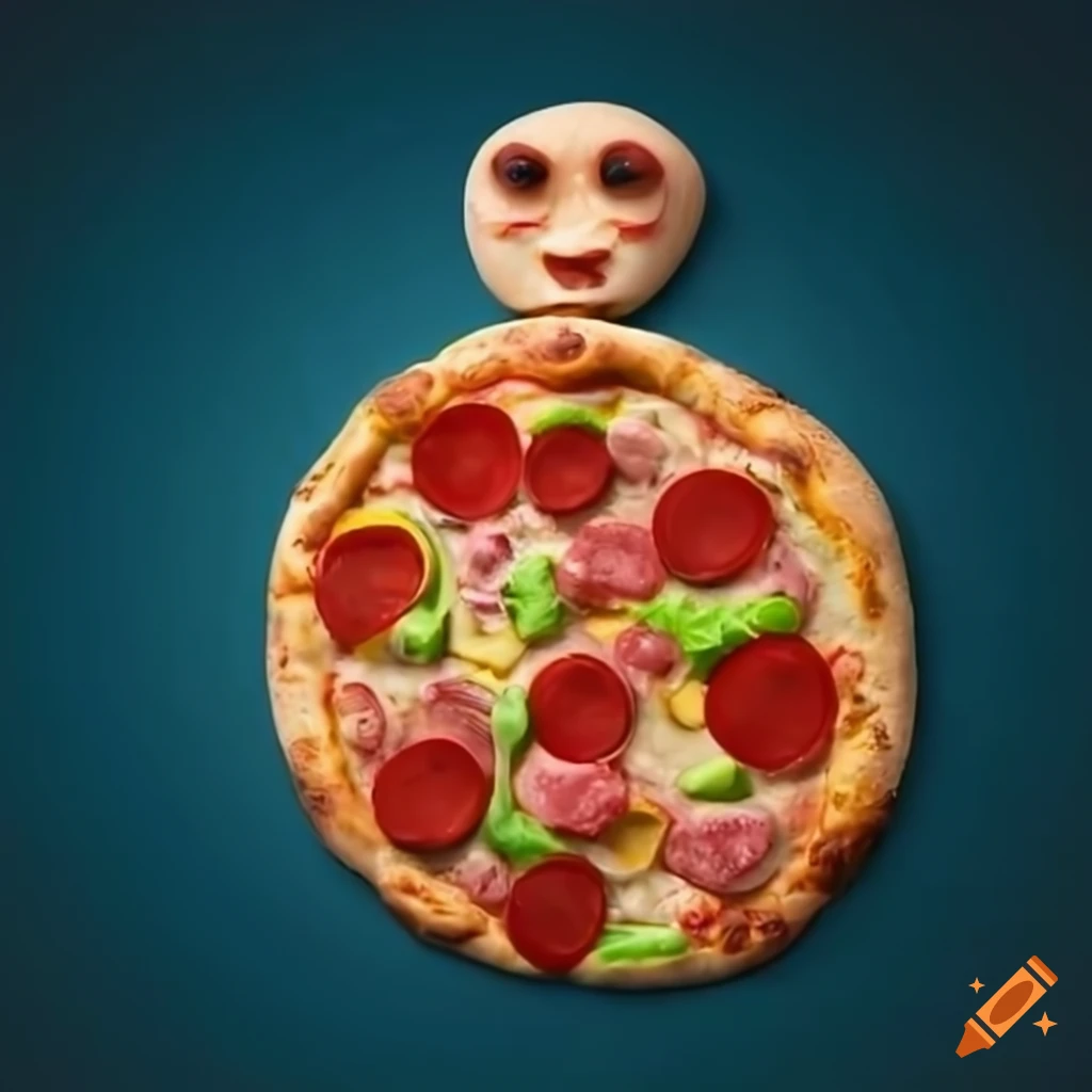 Human made of pizza on Craiyon