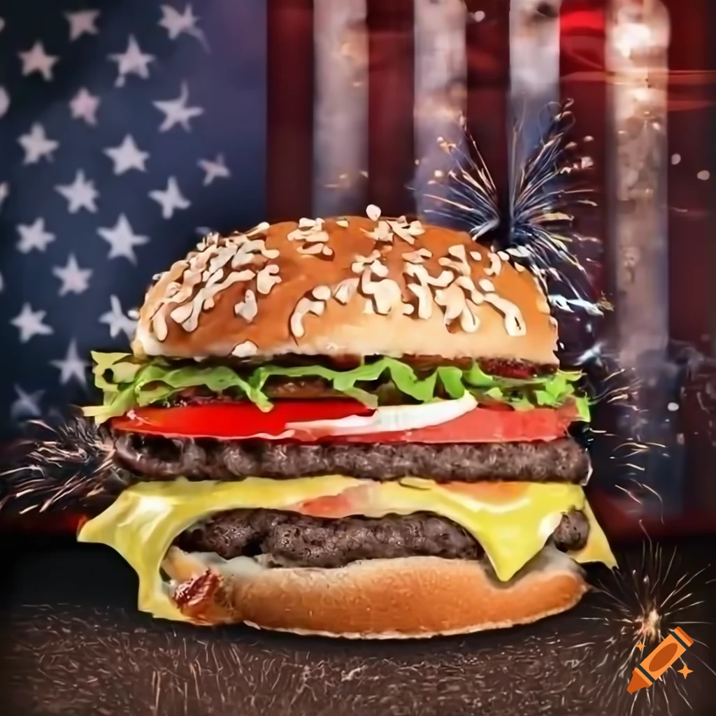 High contrast, hyper realistic, 4k image of bacon hamburger with ...
