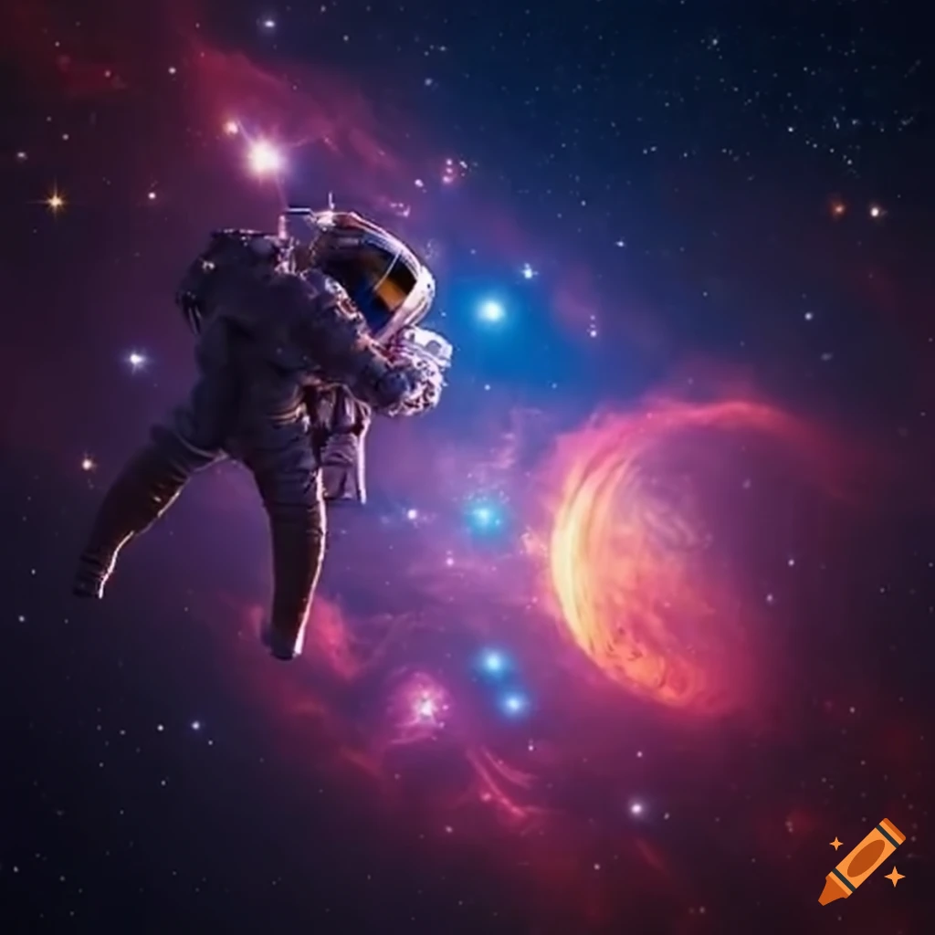 Astronaut gazing at a dazzling star in deep space on Craiyon