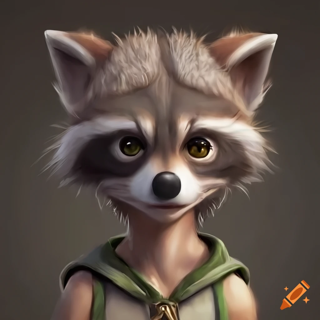 Anthropomorphic racoon Elf HD hi res ultra realistic on Craiyon