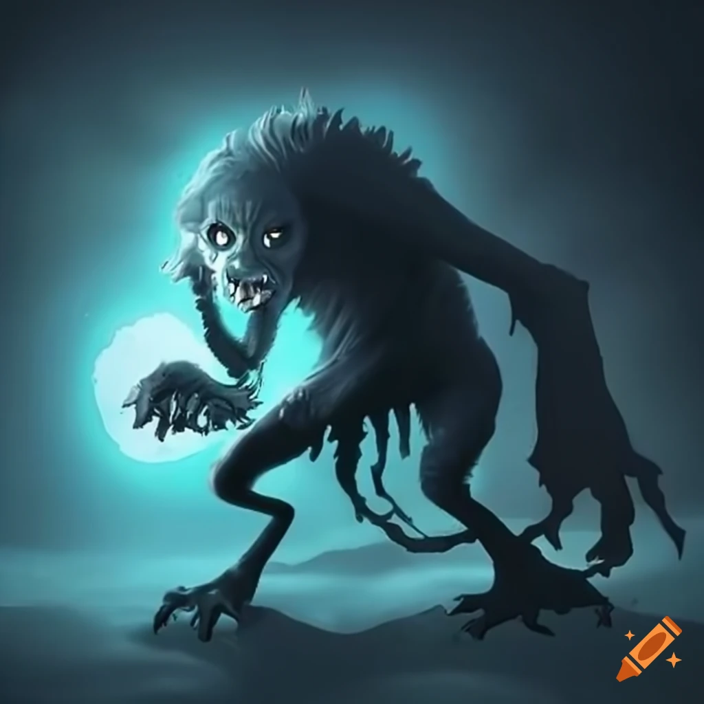 Make a monster with the elements of shadow and cold on Craiyon