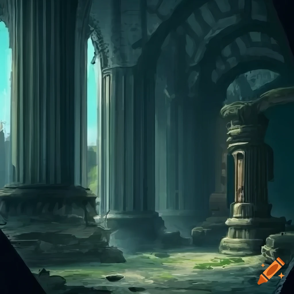 Antique ruins background for 2d rpg video games outside white column ...