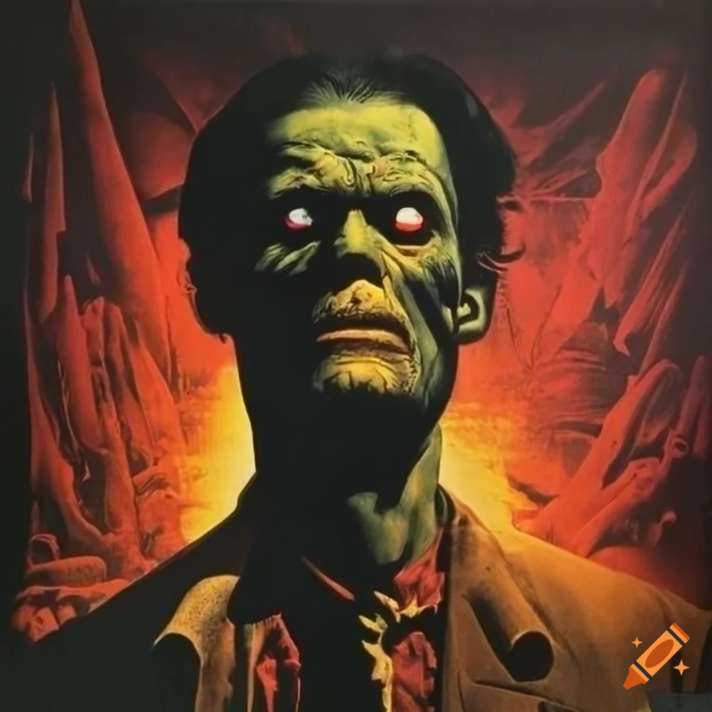 Vintage 1950's movie poster zombie rising from the grave wide eyes ...