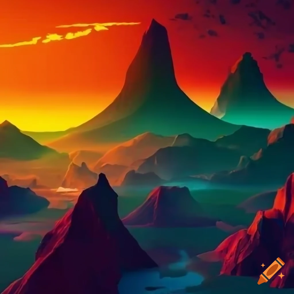 Vibrant digital landscape on Craiyon