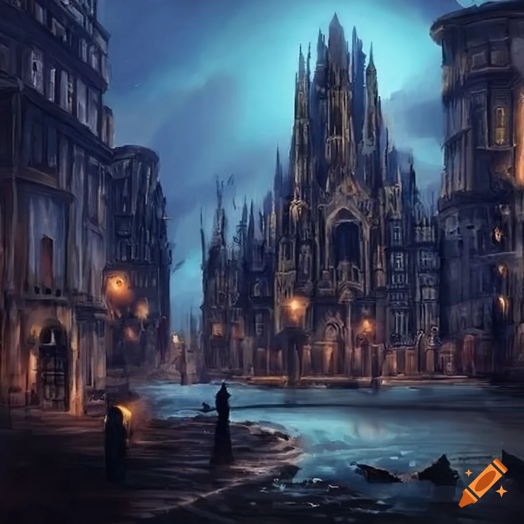 Epic fantasy beaux arts cityscape
