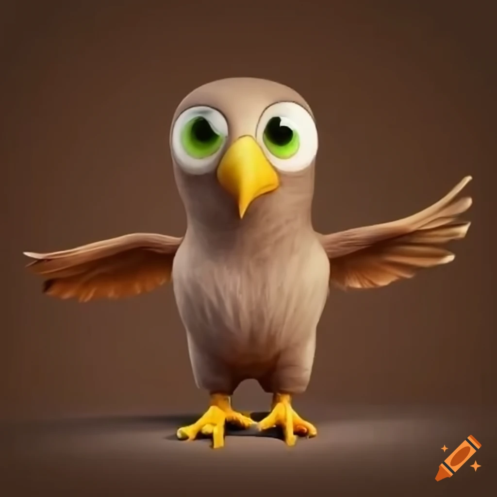 Pixar chibi hawk character design on Craiyon