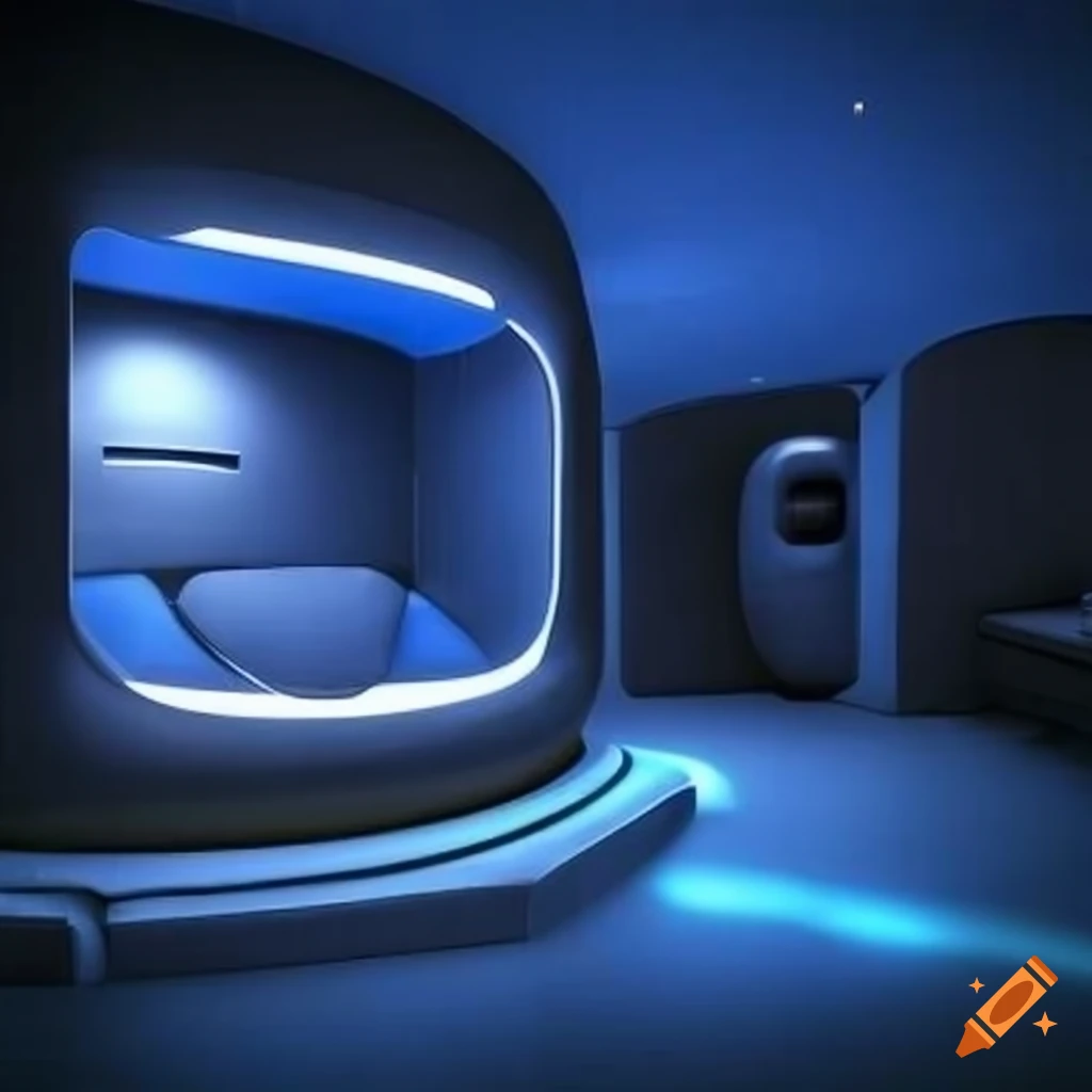 A futuristic underground bunker with high-definition pixar-style ...
