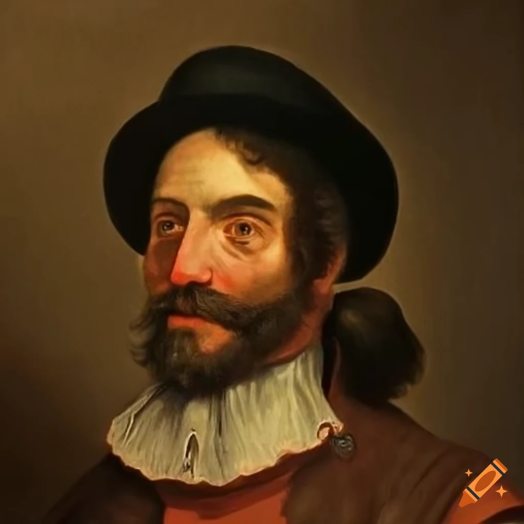 1600s painting of a mexican explorer with a fedora