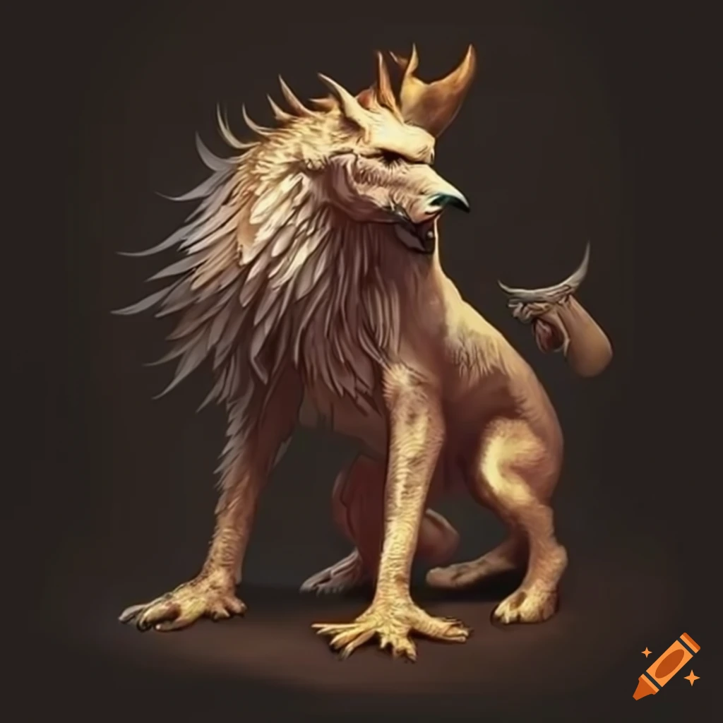 Mythical creature with a canine head, standing tall and majestic on Craiyon
