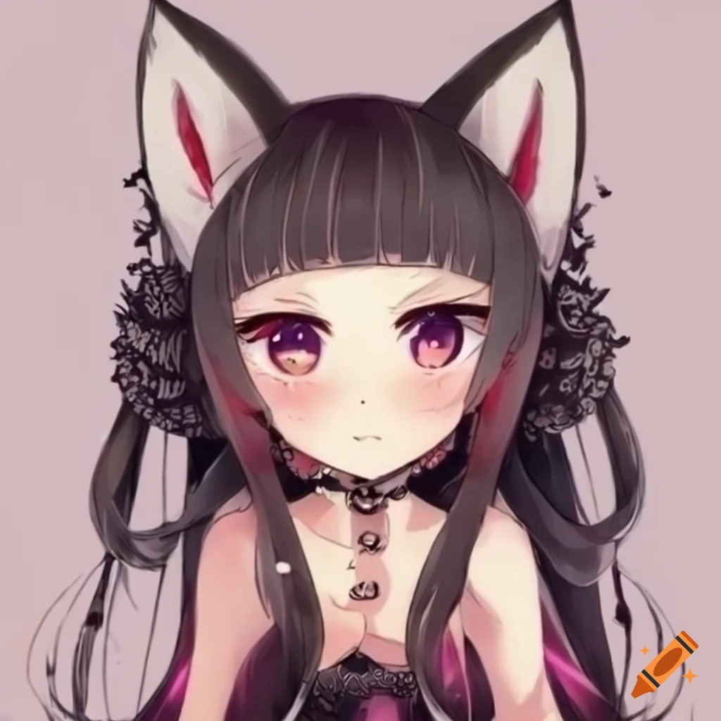Kitsune loli goth anime on Craiyon