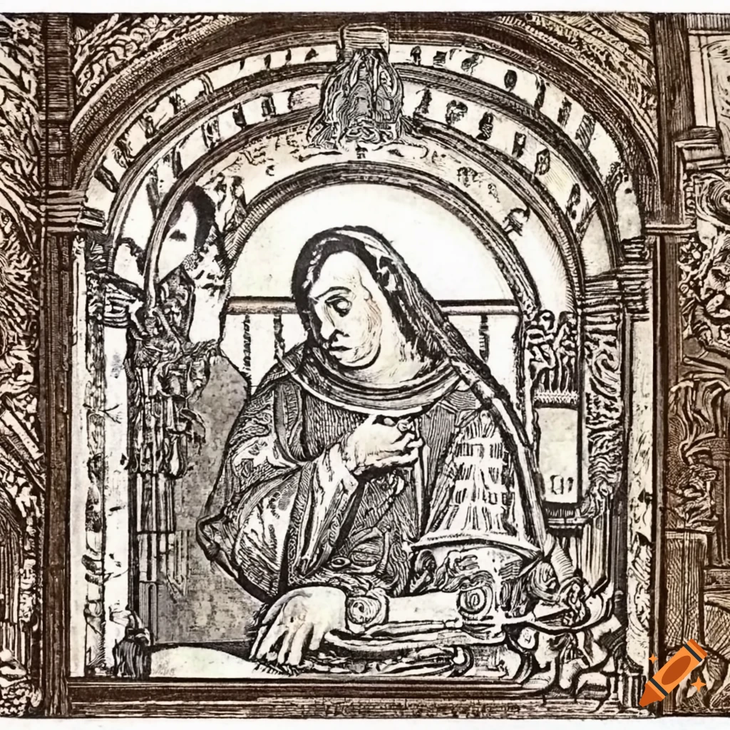 Medieval engraving on Craiyon