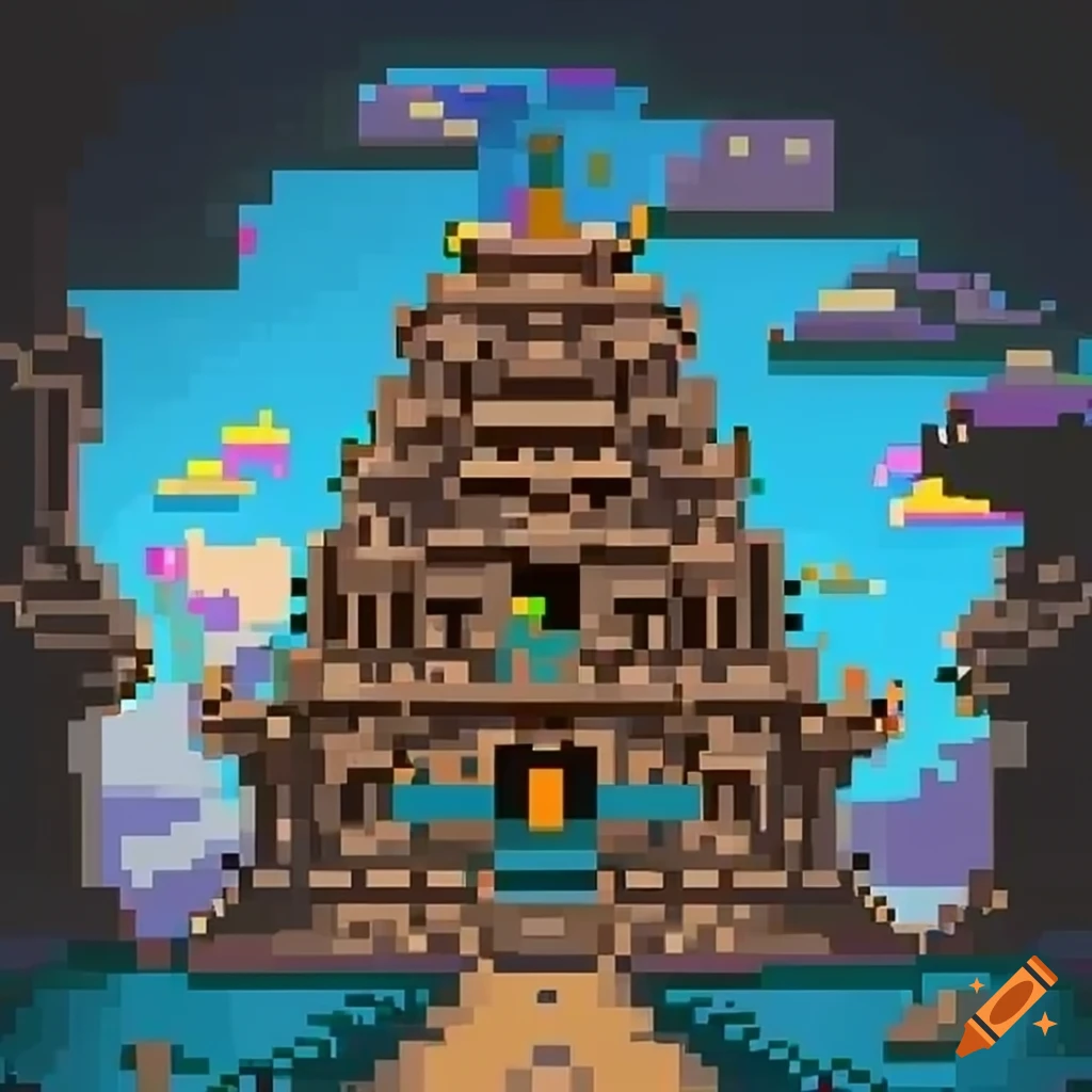 8 bit temple on Craiyon