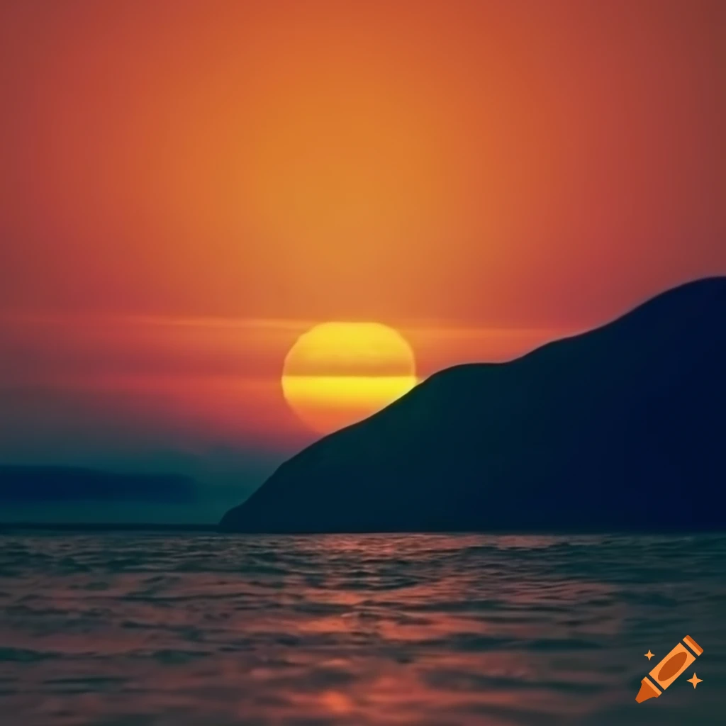 Serene, sunset, coastal landscape, setting sun, pristine beach, crystal ... Serene, sunset, coastal landscape, setting sun, pristine beach, crystal ...