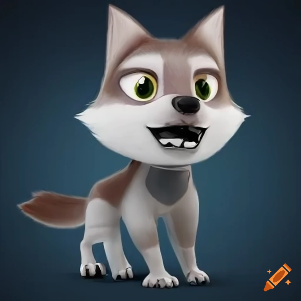 Pixar chibi wolf character design on Craiyon