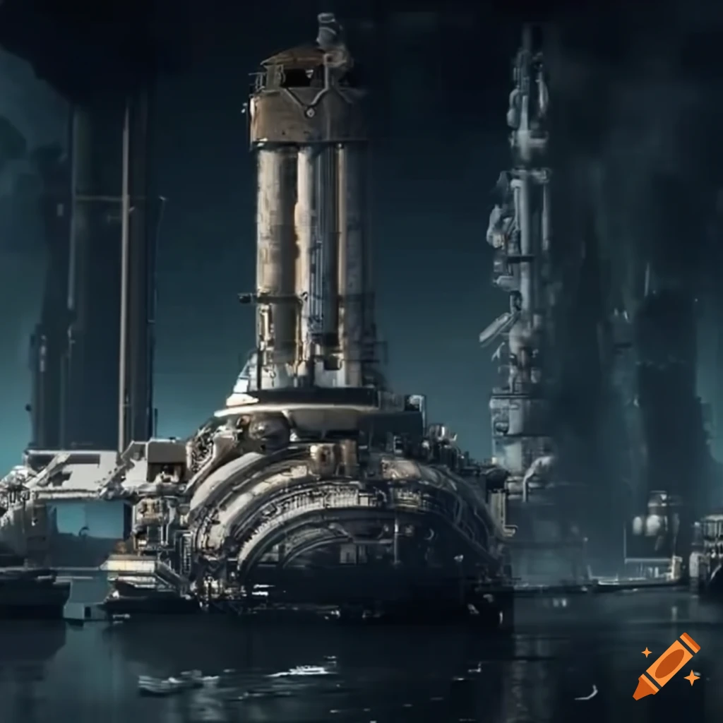 Nostromo docking with a refinery in space on Craiyon