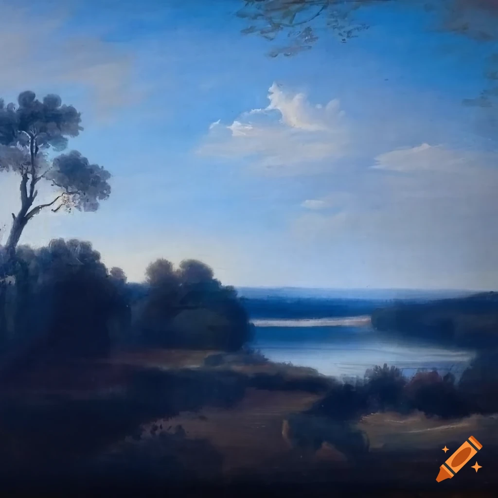 18th century blue tone landscape painting romantic