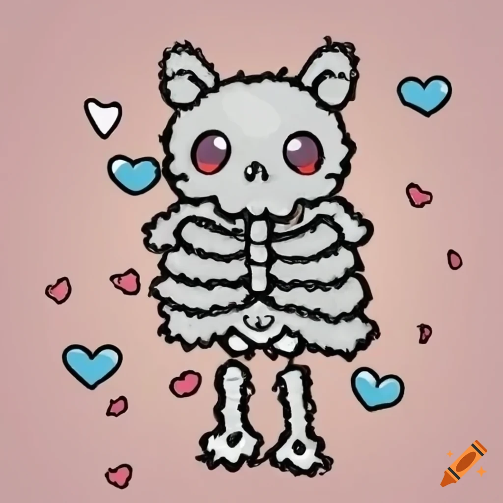 Cute fluffy skeleton on Craiyon