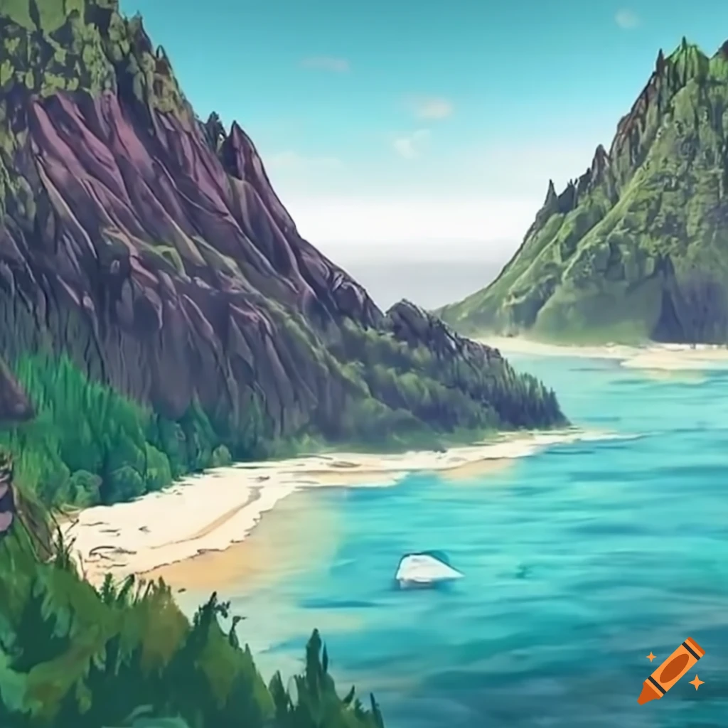 Beach mountain on Craiyon