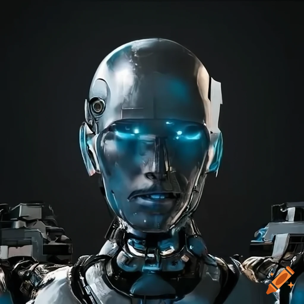 Hyper realist robot with cinematic effects