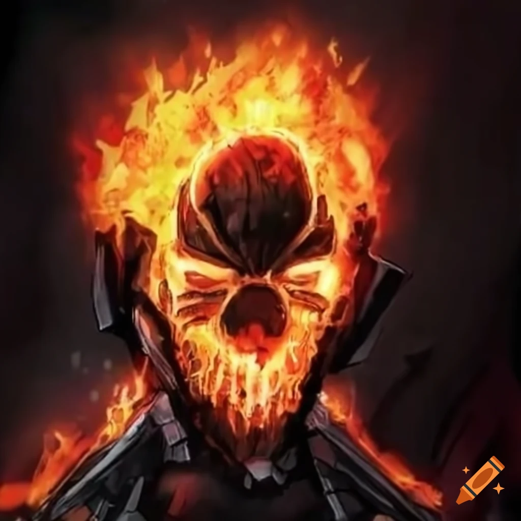 Ghost rider fused with a gundam on Craiyon