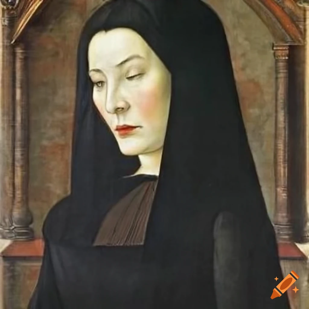 Portrait of morticia addams painted by renaissance artist mantegna