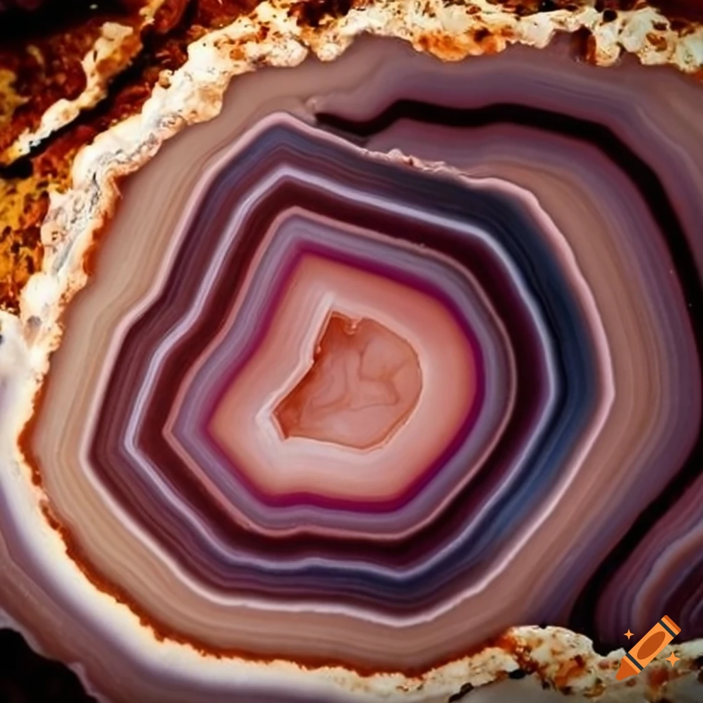 Agate bands cross section cut nodule on Craiyon