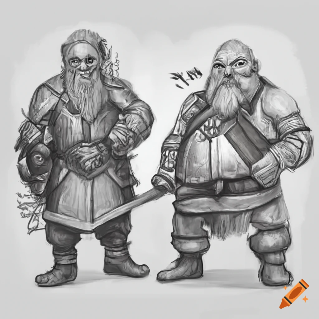 A pair of d&d dwarves talking on Craiyon