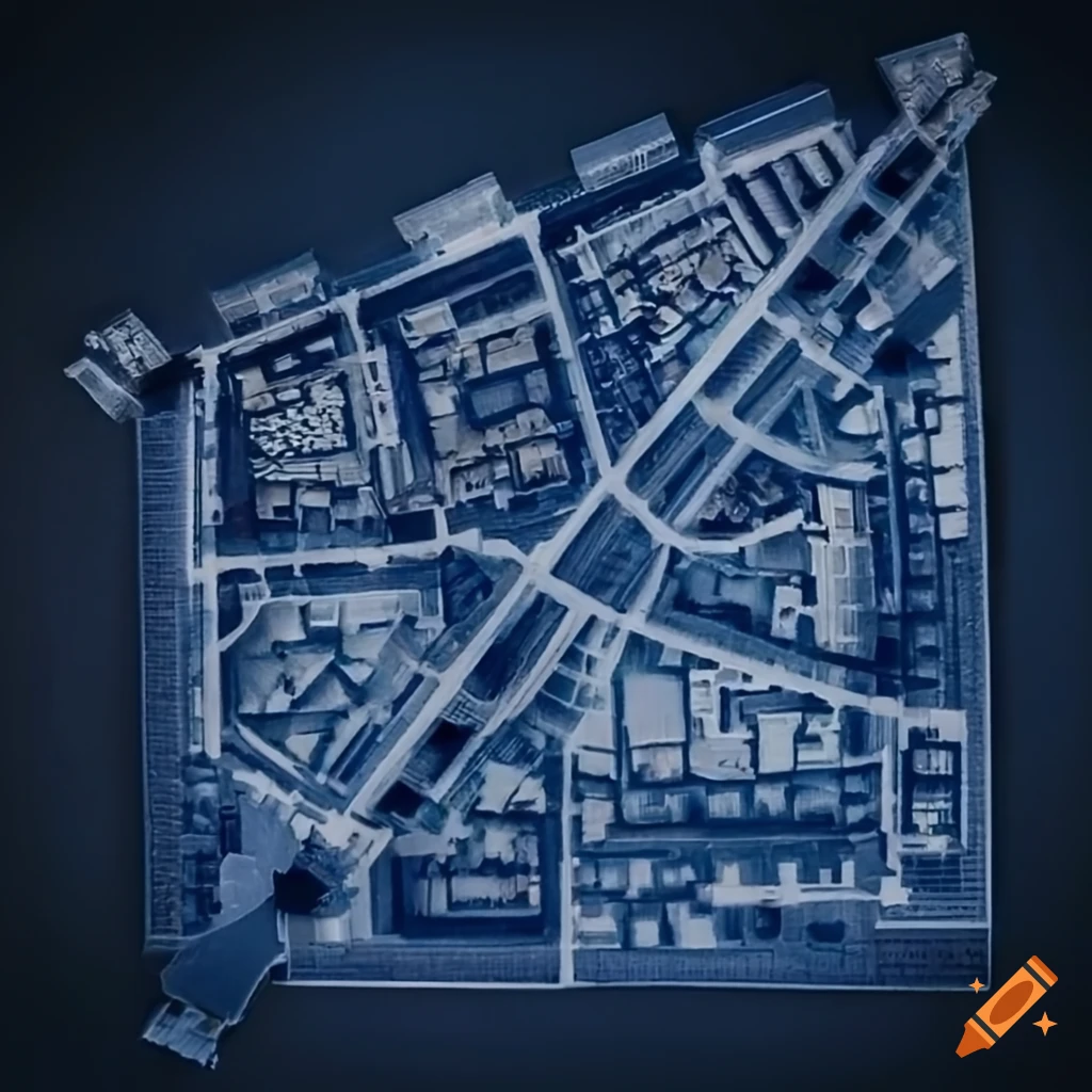 Village plan, architecture business blueprint model, birds eye view