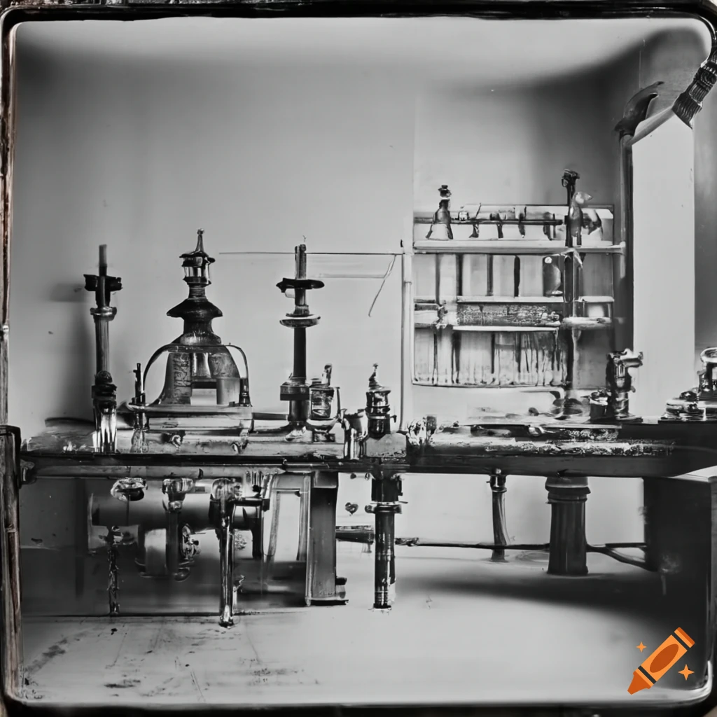 Large white victorian laboratory with experimental concoctions and ...
