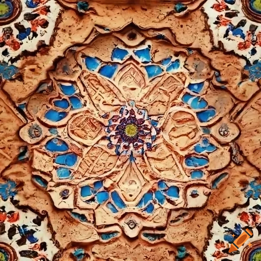 Traditional iranian tiling that is worn out and corroded