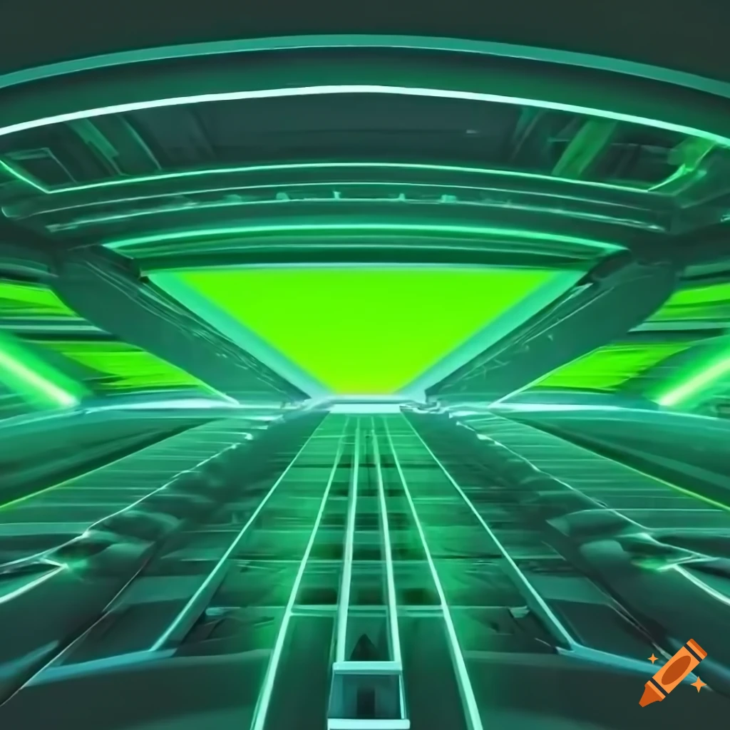 Abstract neon green futuristic architecture