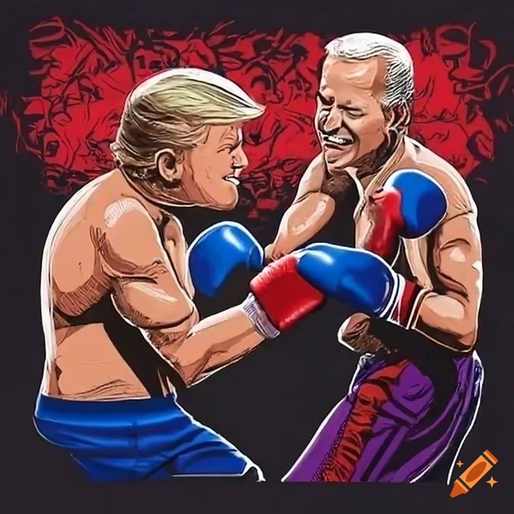 Donald trump and joe biden engaging in a friendly boxing match on Craiyon