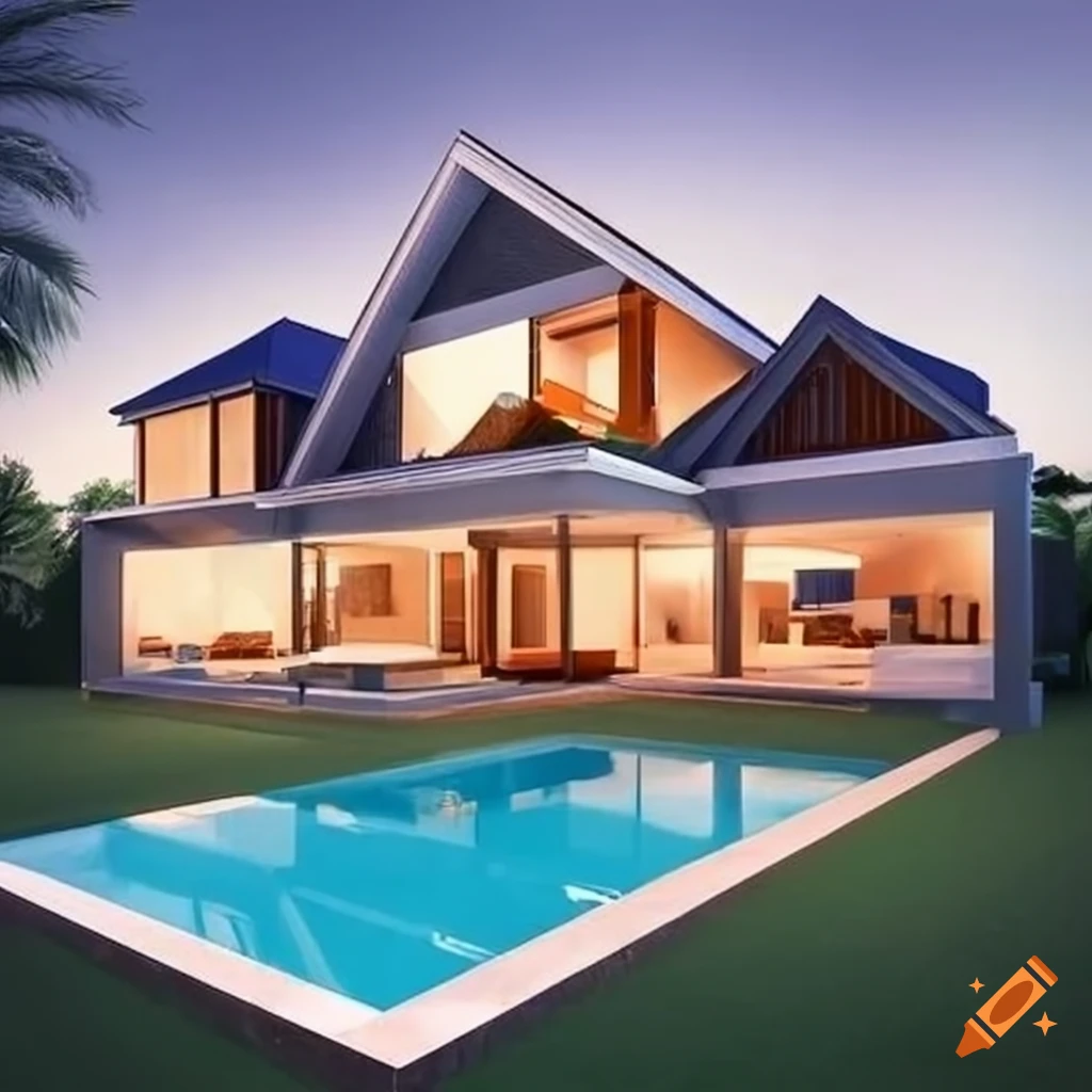 Double storey house , with a double garage and a pool